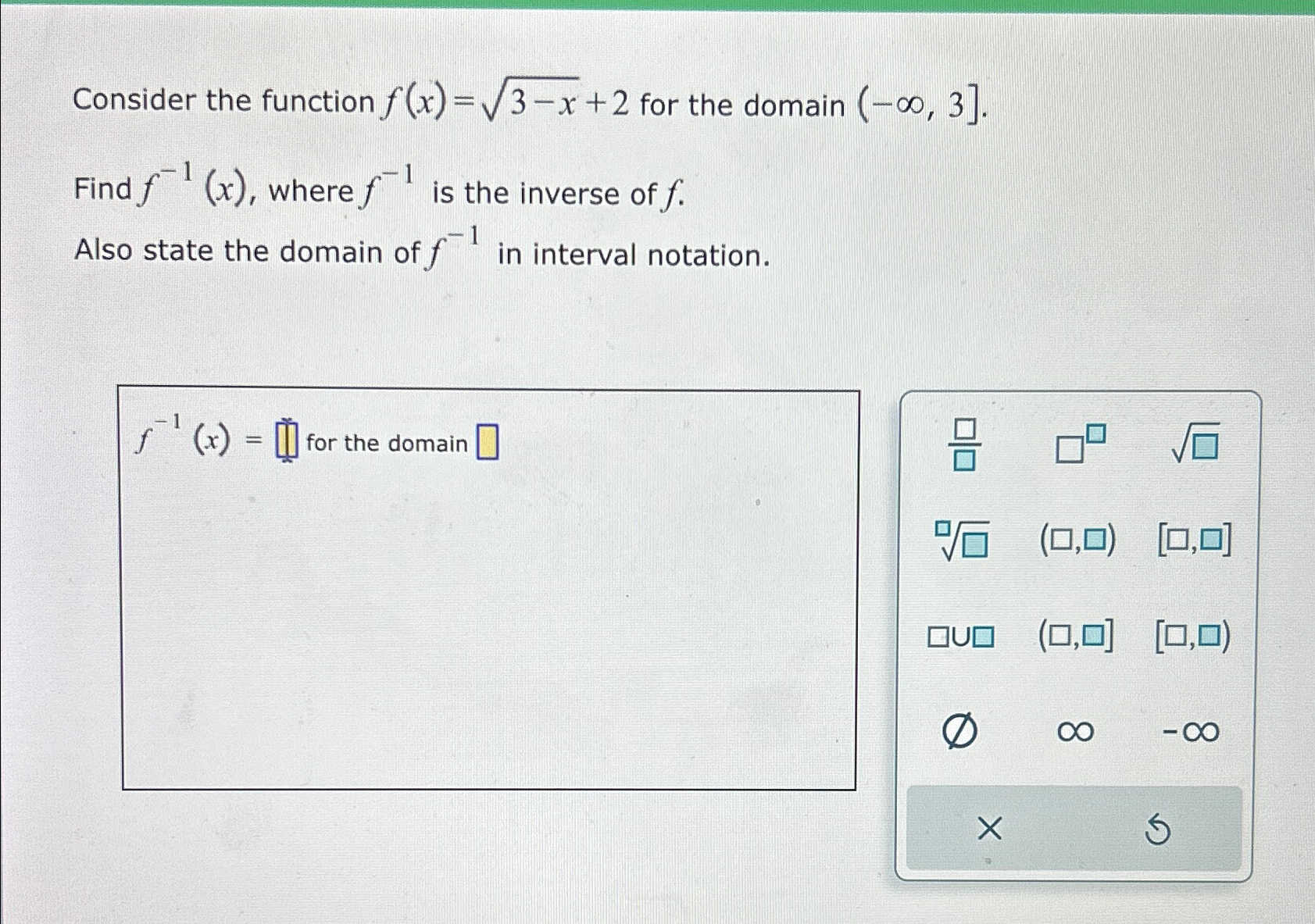Solved Consider the function f(x)=3-x2+2 ﻿for the domain | Chegg.com