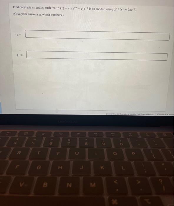 Solved Find constants c1 and c2 such that F(x)=c1xe−x+c2e−x | Chegg.com