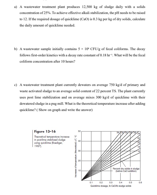 Solved a) ﻿A wastewater treatment plant produces | Chegg.com