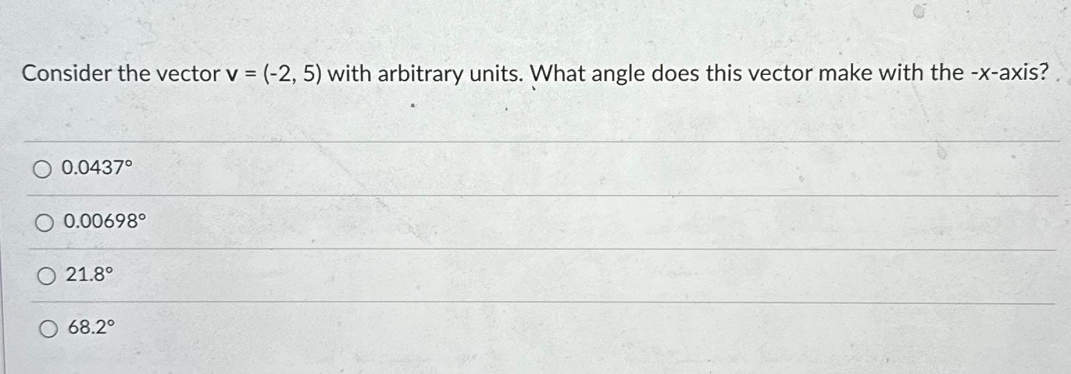 Solved Consider the vector v=(-2,5) ﻿with arbitrary units. | Chegg.com