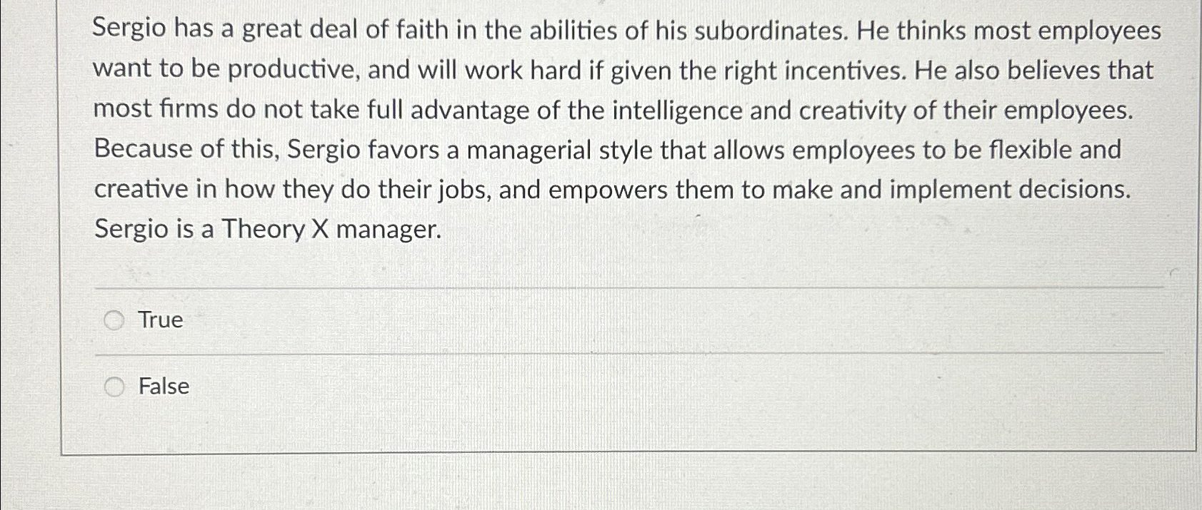 Solved Sergio has a great deal of faith in the abilities of | Chegg.com