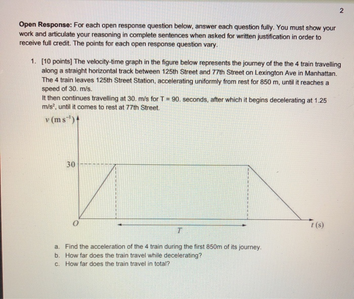 Solved 2 Open Response: For each open response question | Chegg.com