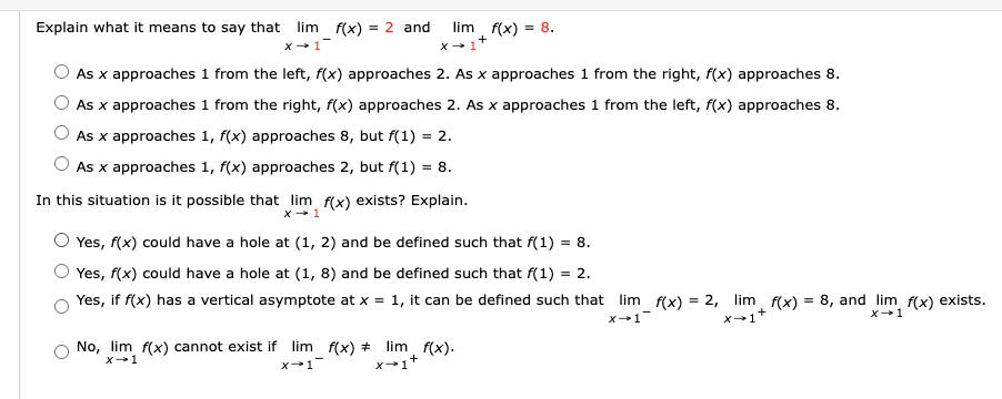 Solved Explain what it ﻿means to ﻿say that limx→1-f(x)=2 | Chegg.com