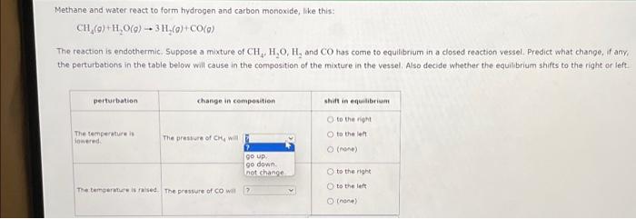 Solved CH4(g)+H2O(θ)→3H2(θ)+CO(θ) The reaction is | Chegg.com