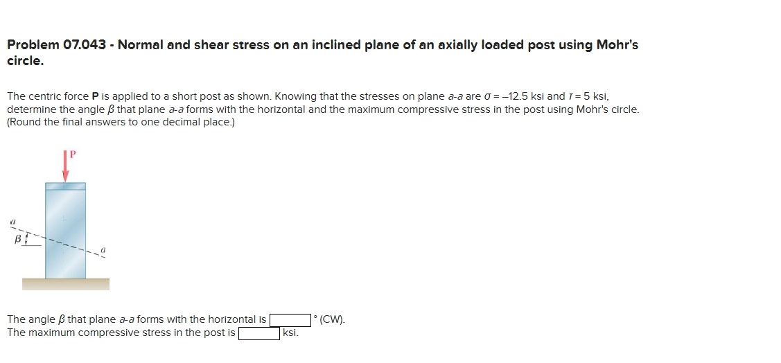 Solved The centric force P is applied to a short post as | Chegg.com