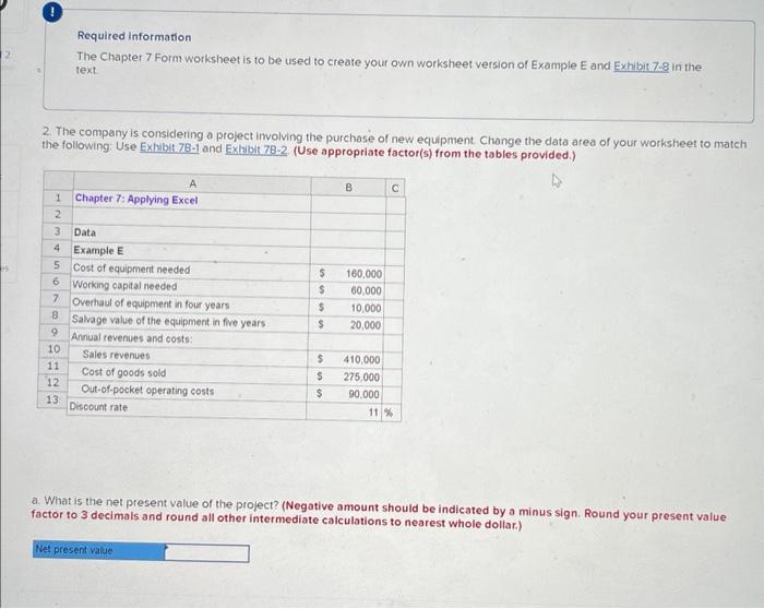 Required information The Chapter 7 Form worksheet is | Chegg.com