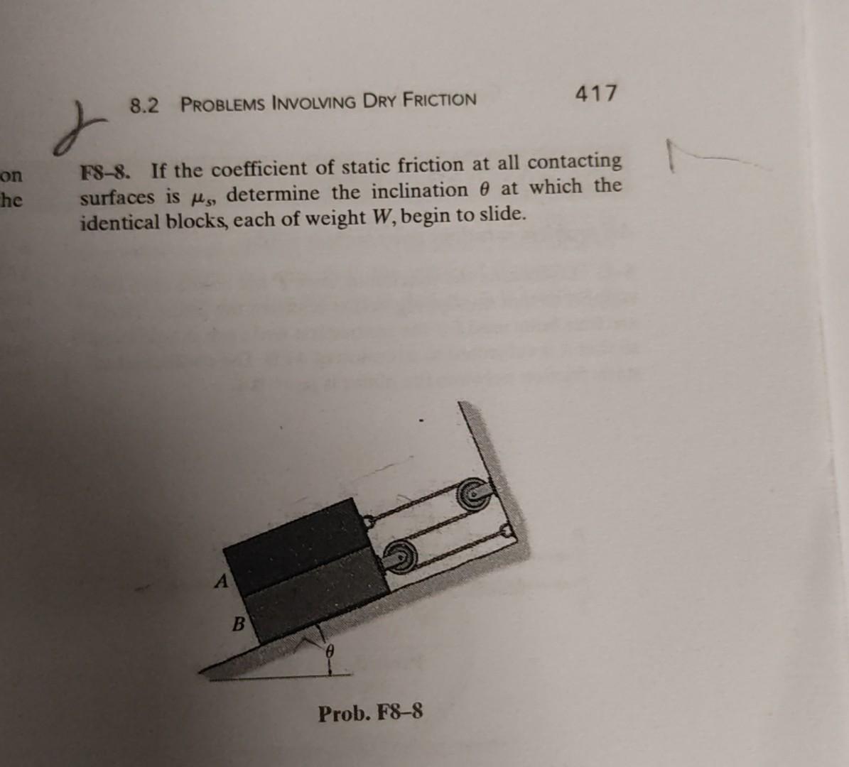 Solved F8-8. If the coefficient of static friction at all | Chegg.com
