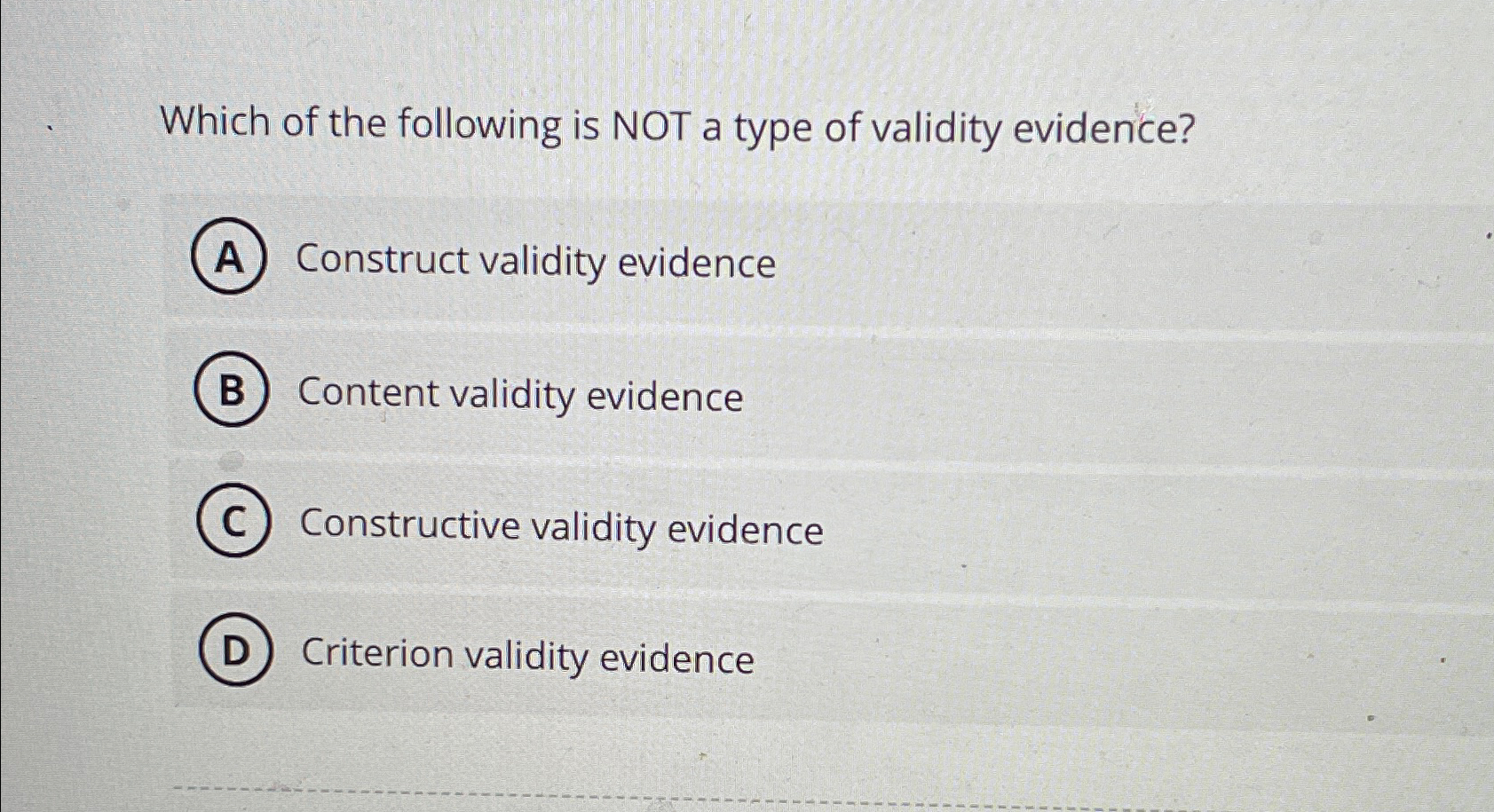 Solved Which of the following is NOT a type of validity | Chegg.com