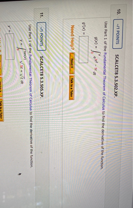 Solved 10. -/1 POINTS SCALCET8 5.3.502.XP. Use Part 1 of the | Chegg.com