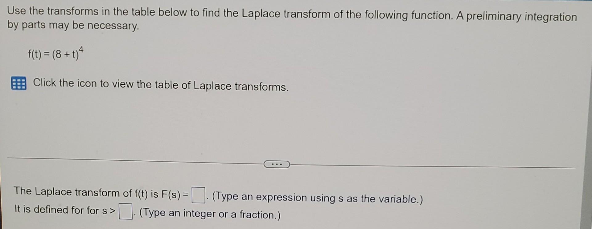 Solved Use the transforms in the table below to find the | Chegg.com