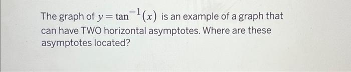 Solved The graph of y=tan−1(x) is an example of a graph that | Chegg.com