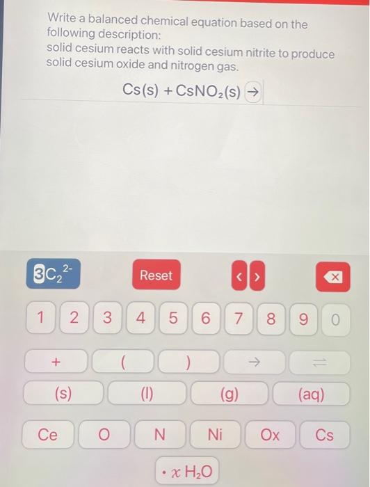 Solved Write A Balanced Chemical Equation Based On The