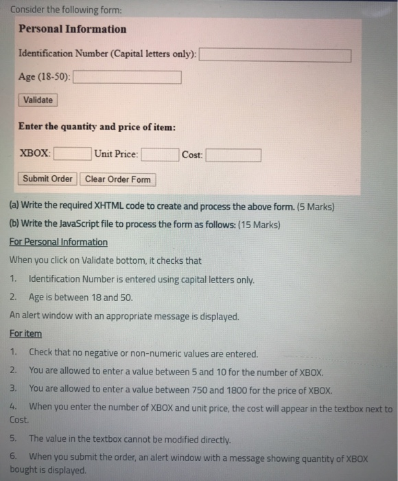 Solved Consider the following form: Personal Information | Chegg.com