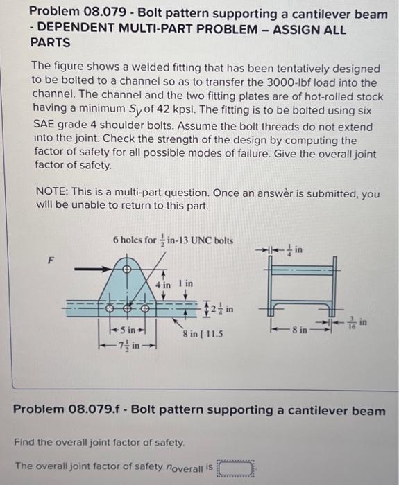 Solved Problem 08.079 - Bolt pattern supporting a cantilever | Chegg.com
