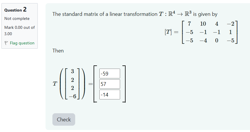 Solved The standard matrix of a linear transformation | Chegg.com