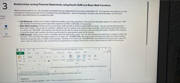 Solved 3 Relationships among Financial Statements using | Chegg.com
