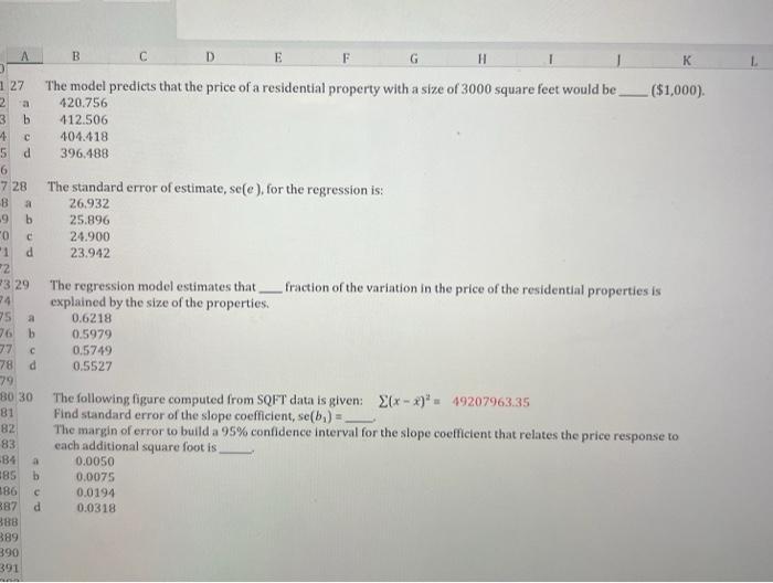 Solved Questions 27-30 are based on the following regression | Chegg.com