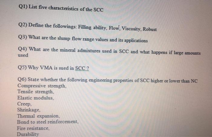 Solved Q1) List five characteristics of the SCC (2) Define | Chegg.com