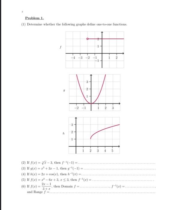Problem 1. (1) Determine whether the following graphs | Chegg.com