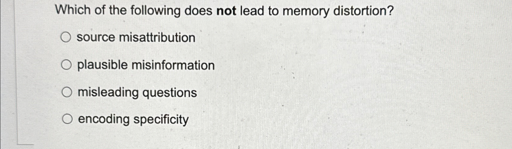 Solved Which of the following does not lead to memory | Chegg.com