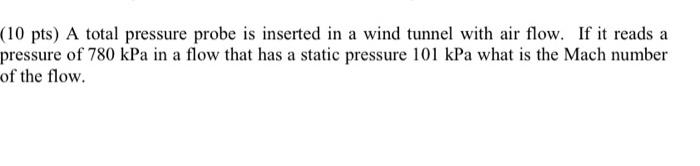 Solved (10 pts) A total pressure probe is inserted in a wind | Chegg.com