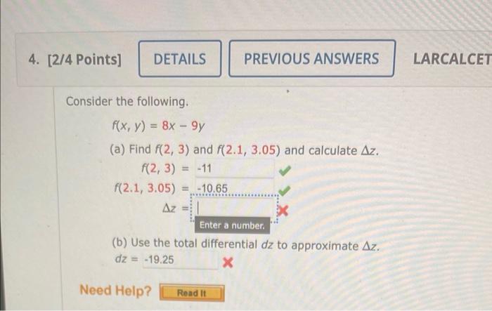 Solved Consider the following. f(x,y)=8x−9y (a) Find f(2,3) | Chegg.com