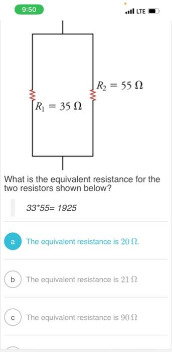 Solved What is the equivalent resistance for the two | Chegg.com