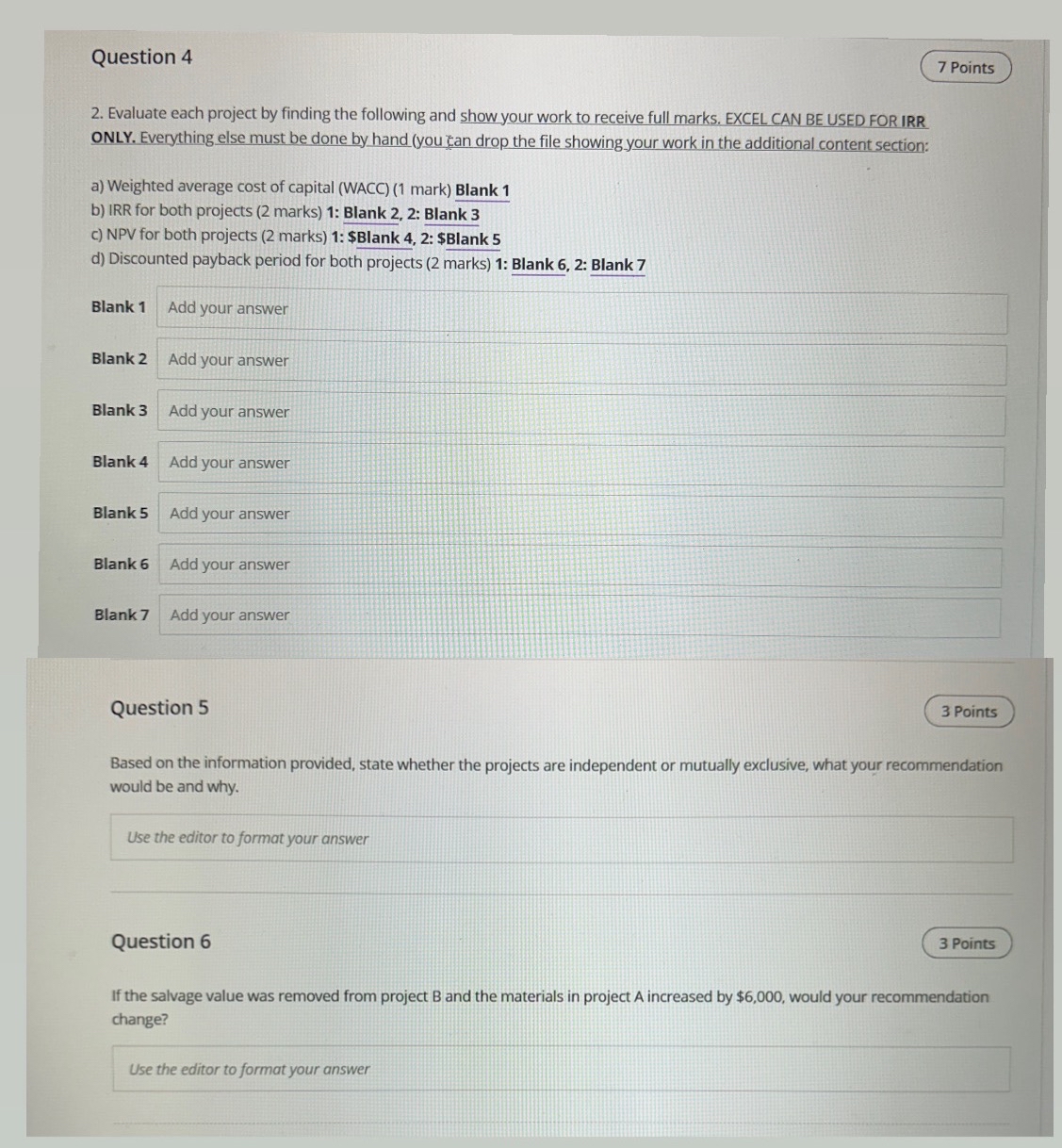 Question 42. ﻿Evaluate each project by finding the | Chegg.com