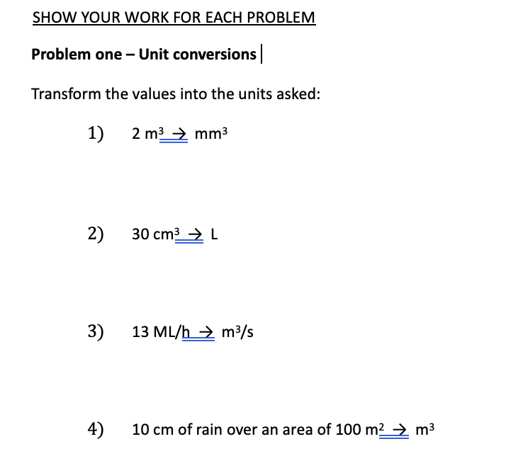 Solved PLEASE SHOW YOUR WORK FOR EACH PROBLEM ﻿Unit | Chegg.com