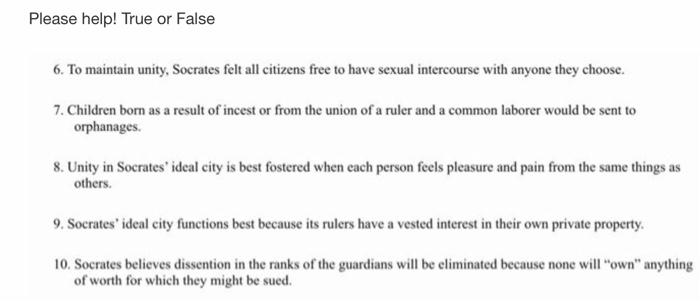 Solved Please help! True or False 6. To maintain unity, | Chegg.com