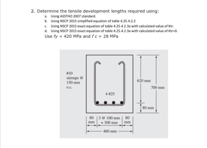 Solved 2. Determine the tensile development lengths required | Chegg.com