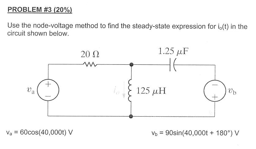 Solved Use the node-voltage method to find the steady-state | Chegg.com
