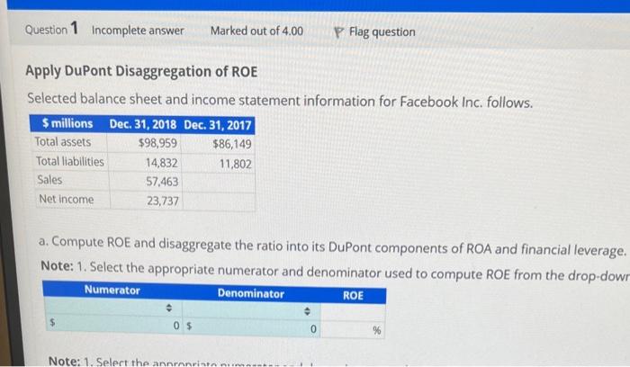 Solved Apply DuPont Disaggregation of ROE Selected balance | Chegg.com