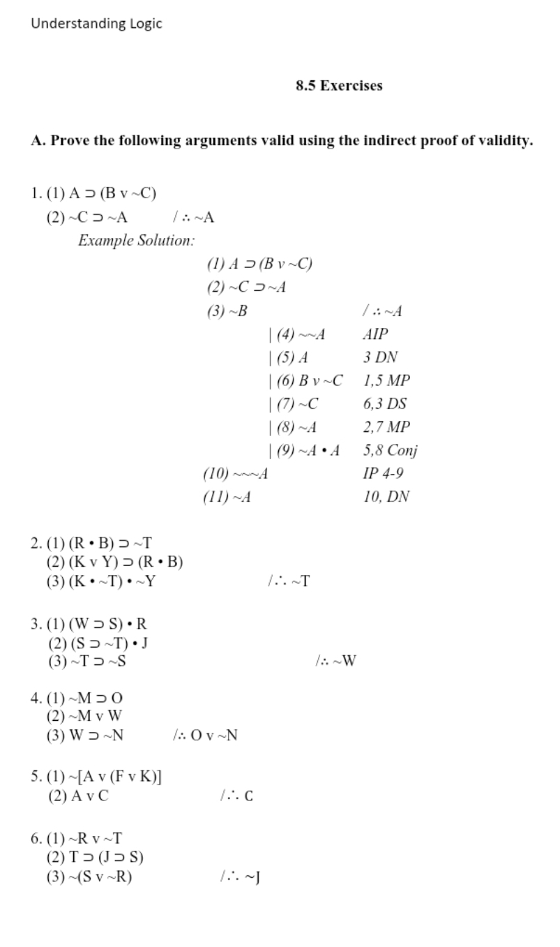 Solved Understanding Logic8.5 ﻿ExercisesA. ﻿Prove the | Chegg.com
