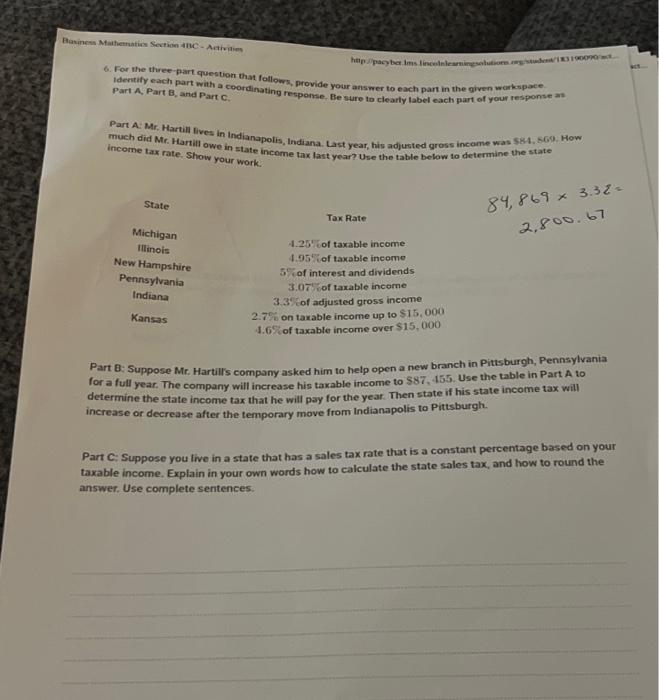 Solved 6. For the three-part question that follows, provide | Chegg.com