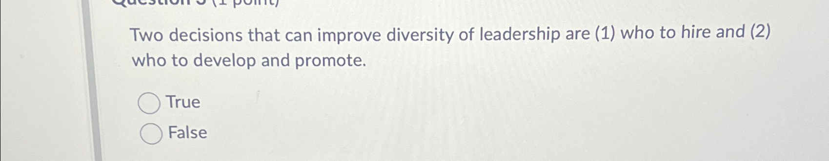 Solved Two decisions that can improve diversity of | Chegg.com