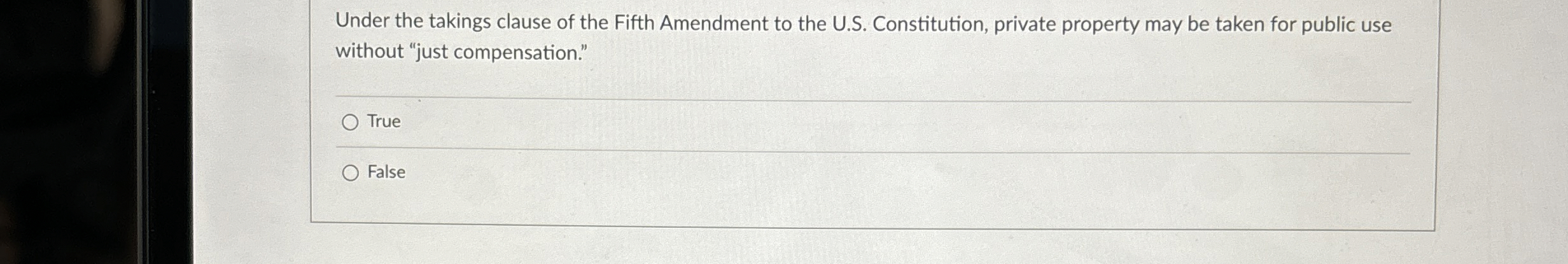 Solved Under the takings clause of the Fifth Amendment to | Chegg.com