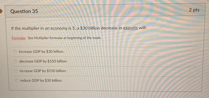 Solved Question 35 2 pts If the multiplier in an economy is | Chegg.com