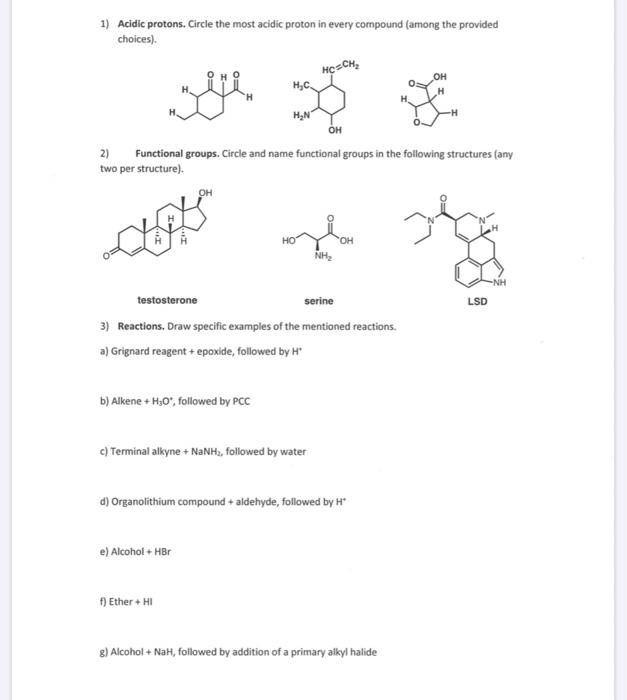 Solved 1) Acidic protons. Circle the most acidic proton in | Chegg.com