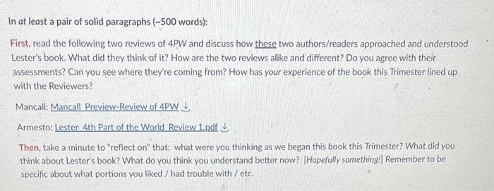 In at least a pair of solid paragraphs ( −500 words): | Chegg.com