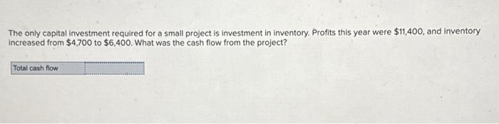 Solved The only capital investment required for a small | Chegg.com