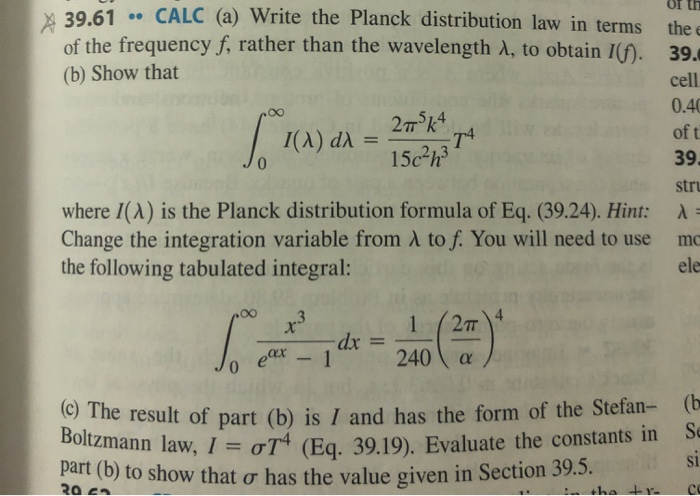 Solved * 29,61 .. CALC (a) Write the Planck distribution law | Chegg.com
