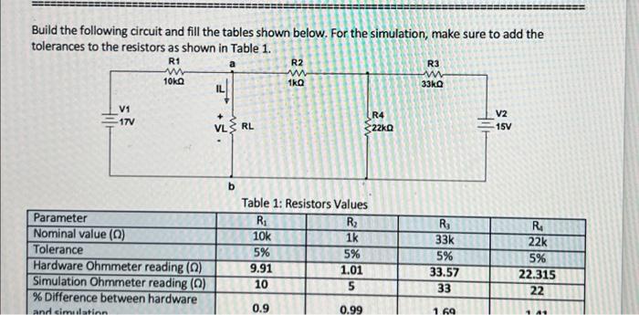 Solved Build the following circuit and fill the tables shown | Chegg.com