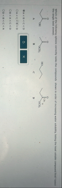 Solved Which of the following options correctly ranks the | Chegg.com