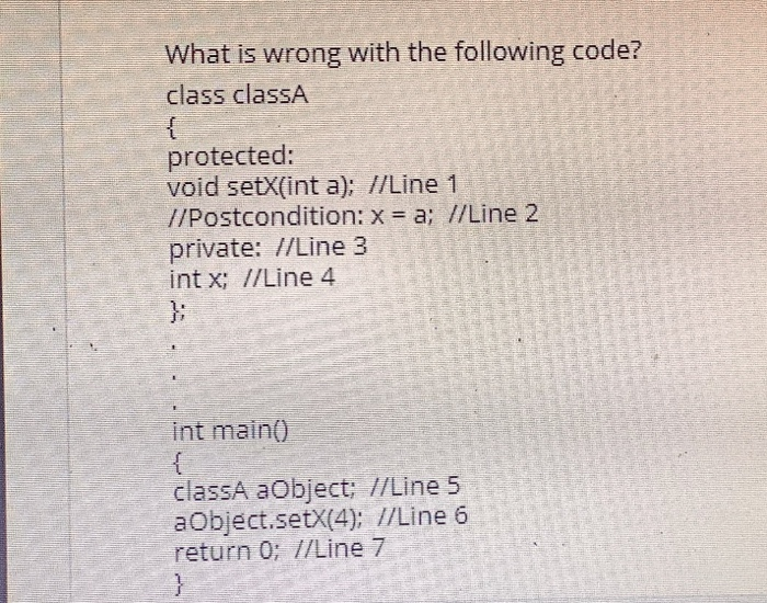 Solved What Is Wrong With The Following Code Class Classa