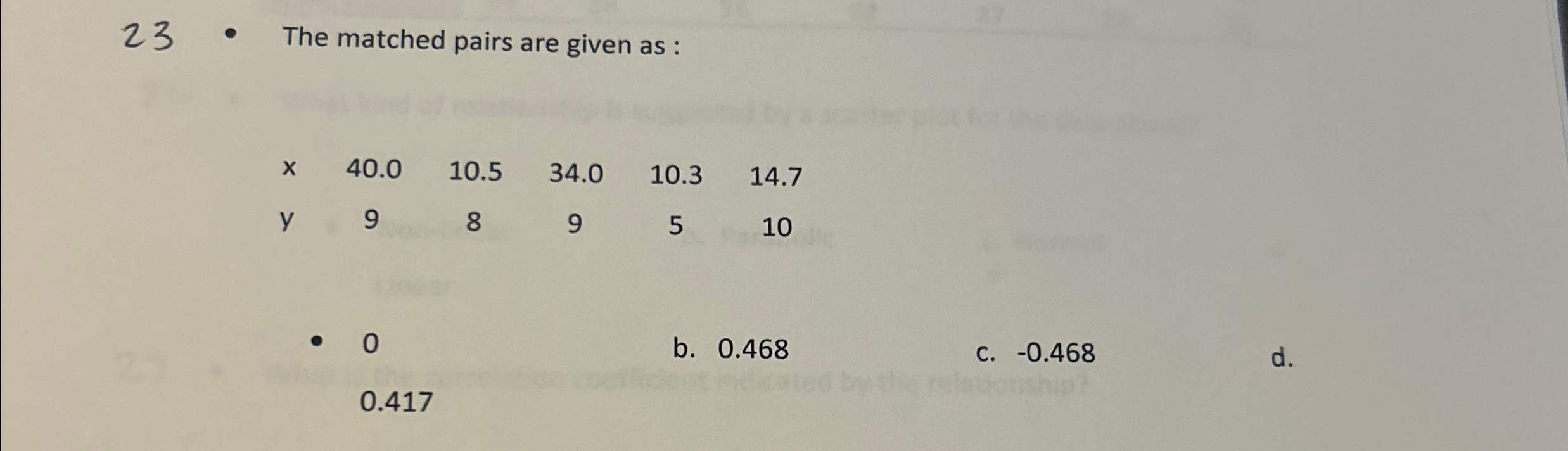 Solved 23The matched pairs are given as | Chegg.com