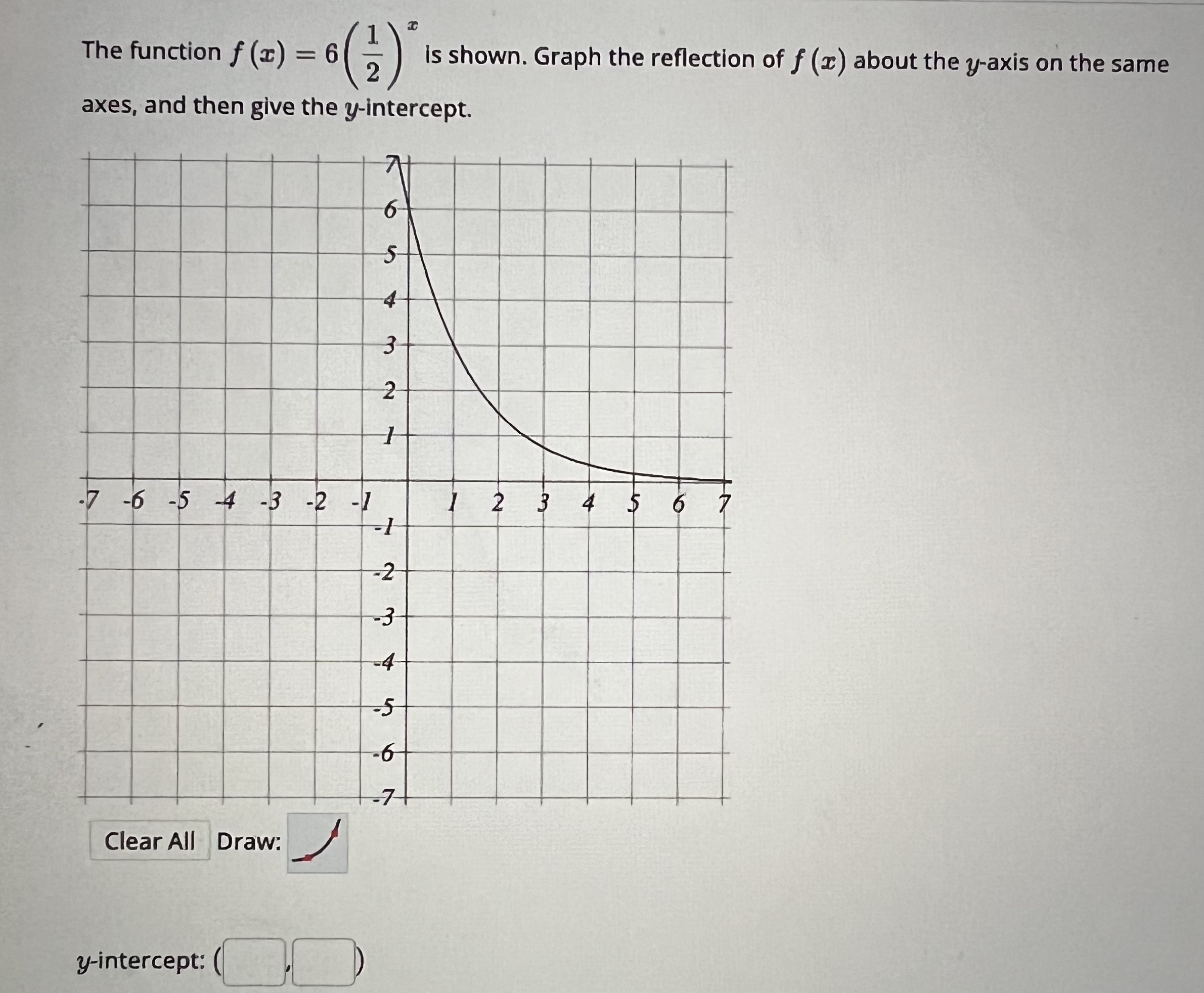 Solved The function f(x)=6(12)x ﻿is shown. Graph the | Chegg.com