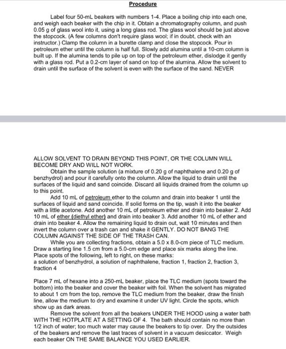 Dath and Observations TLC of Naphthalene (N), | Chegg.com