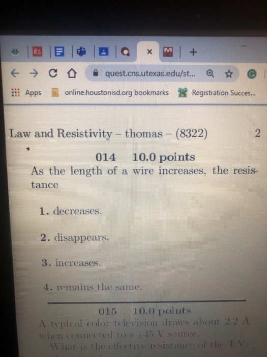 Solved its Х M + → Co quest.cns.utexas.edu/st... ☆ Apps | Chegg.com