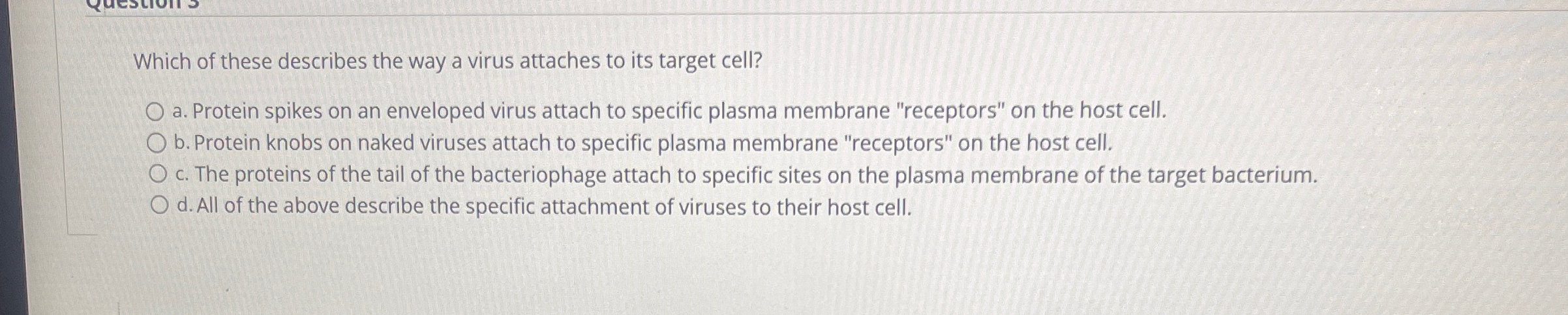 Solved Which of these describes the way a virus attaches to | Chegg.com
